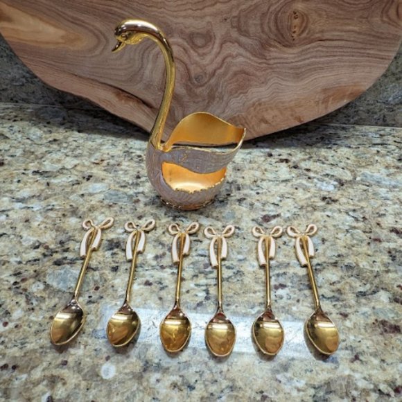 Dining | Dessert Spoons In Swanshaped Holder | Poshmark